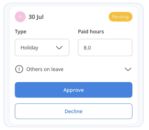 Approve/Decline a leave request on Mobile