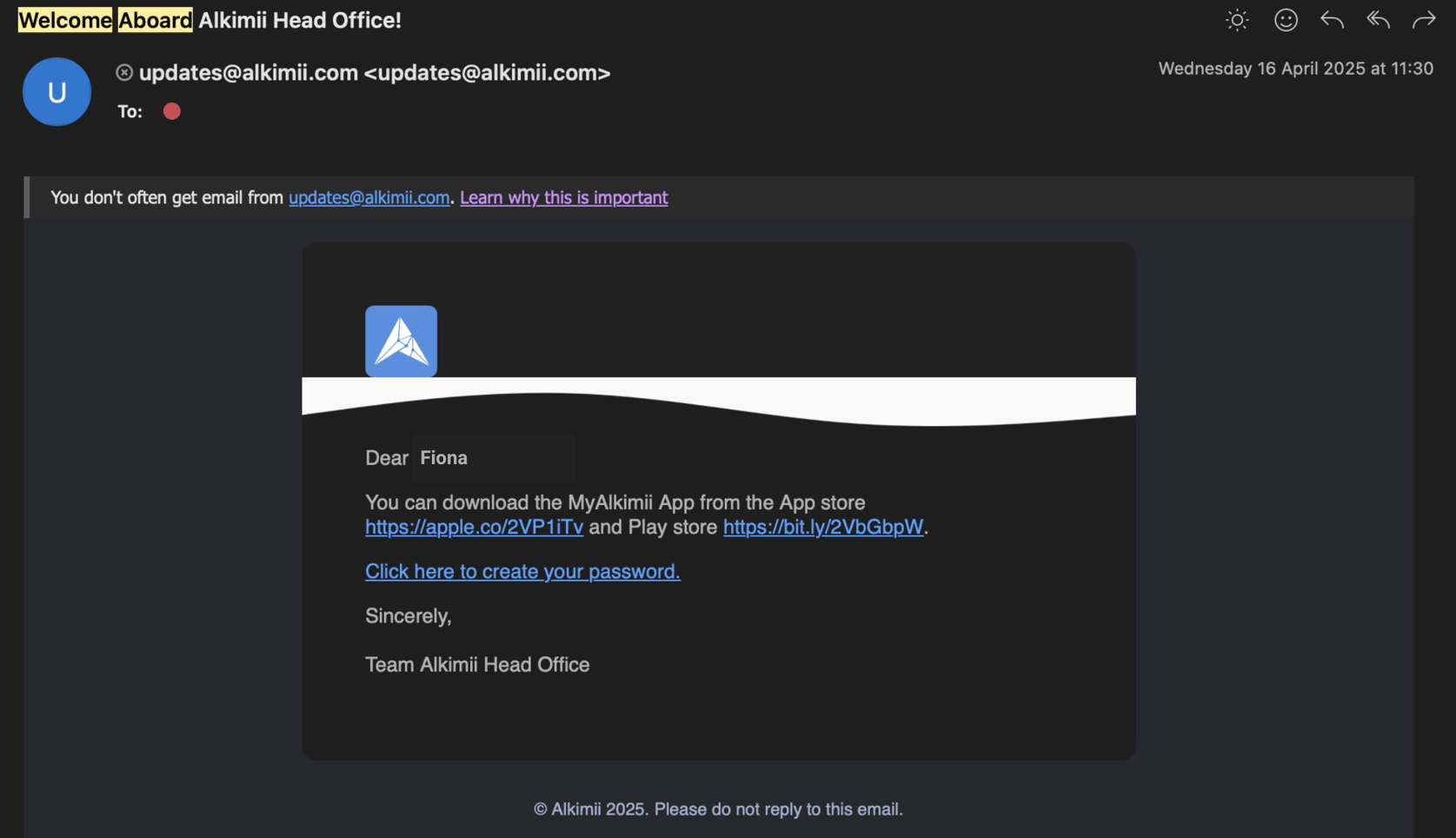 First Time Login for myAlkimii Users on the Desktop