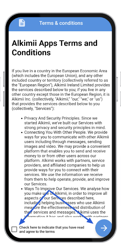 Alkimii Mobile App - First Time Login