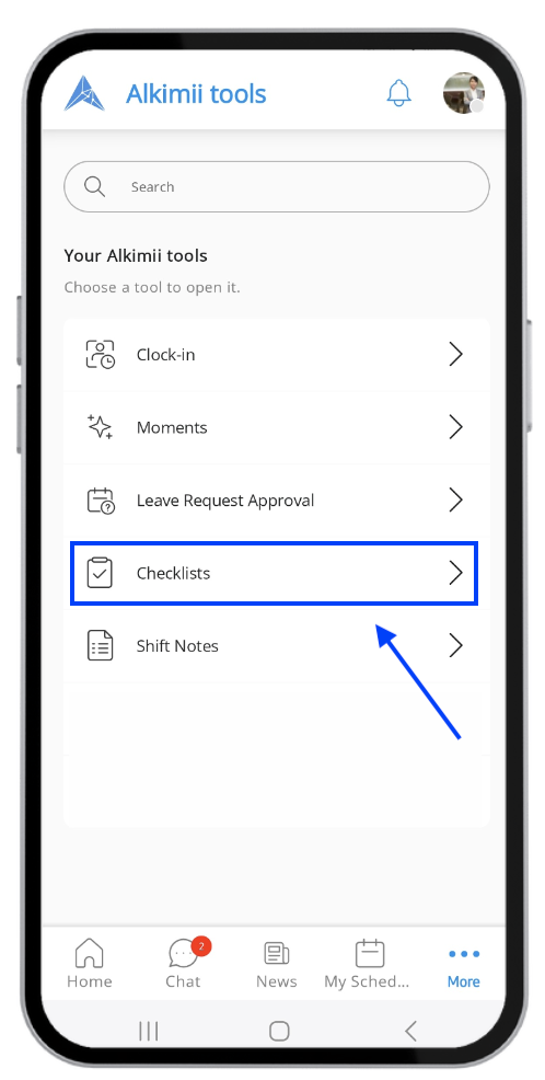 How to navigate Checklists on mobile?