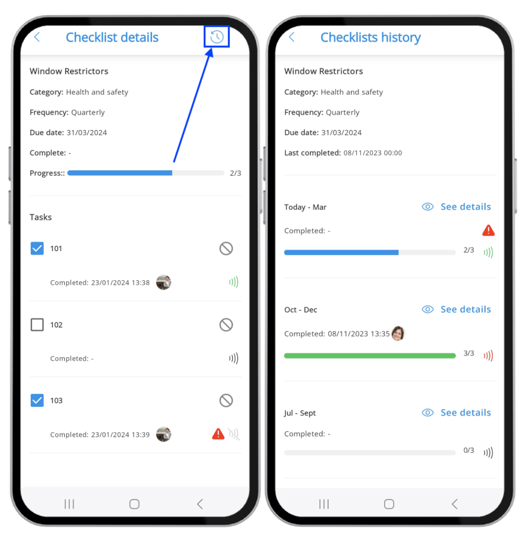 How to navigate Checklists on mobile?