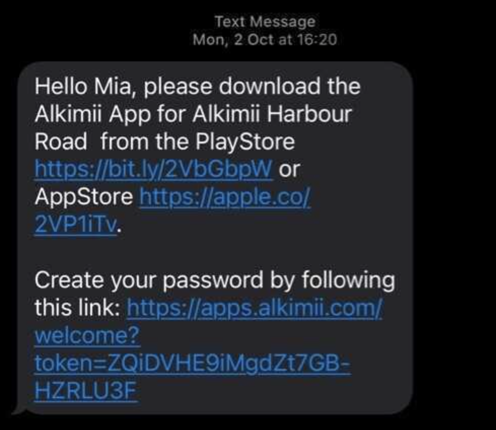 Alkimii Mobile App - First Time Login