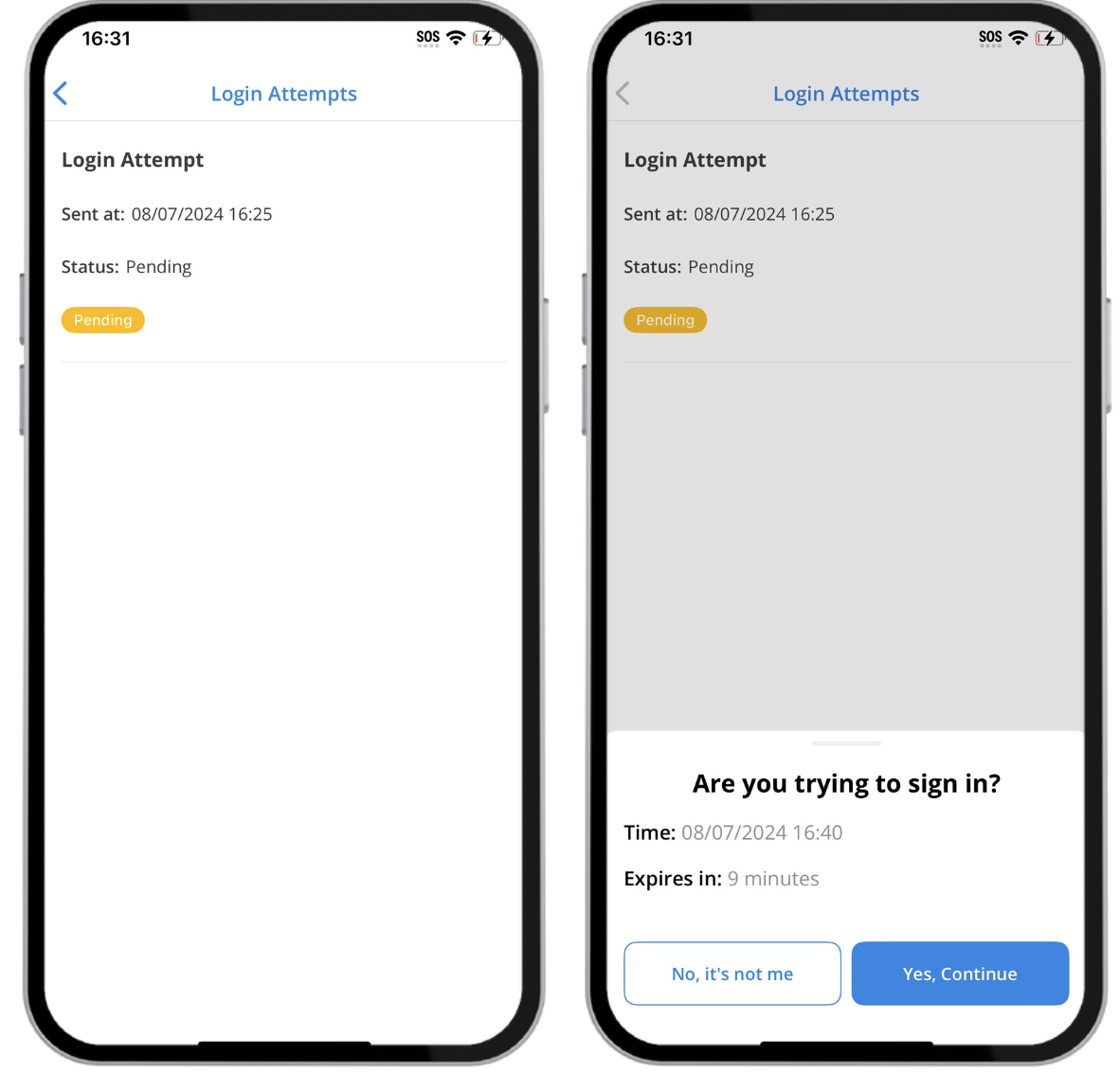 In App OTP 2 Factor Authenticator ( Login Requests)