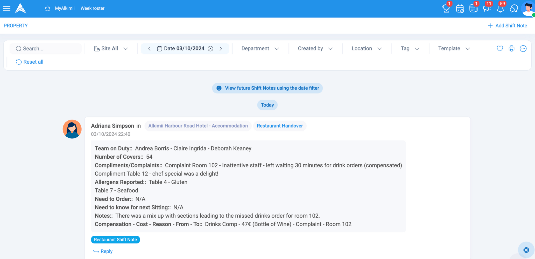 Navigating Shift Notes