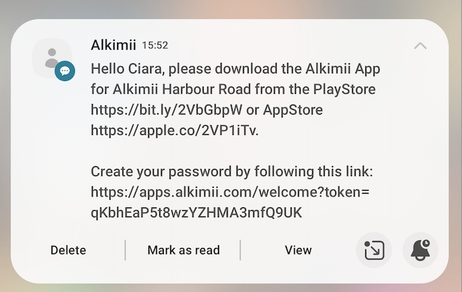 Alkimii Mobile App - First Time Login