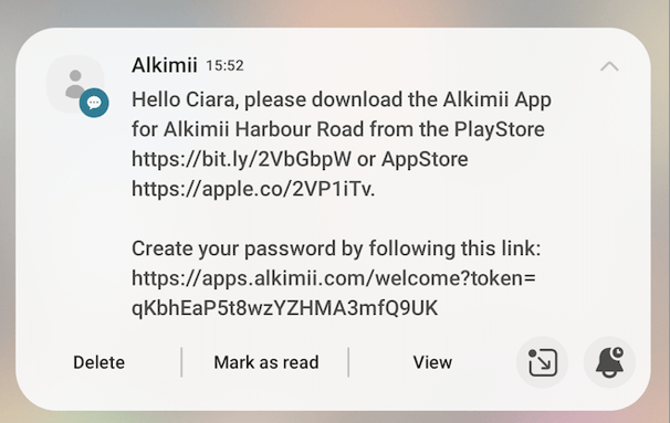 Alkimii Mobile App - First Time Login