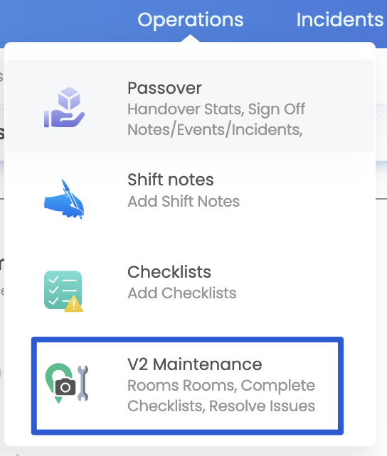 How to navigate the maintenance dashboard?