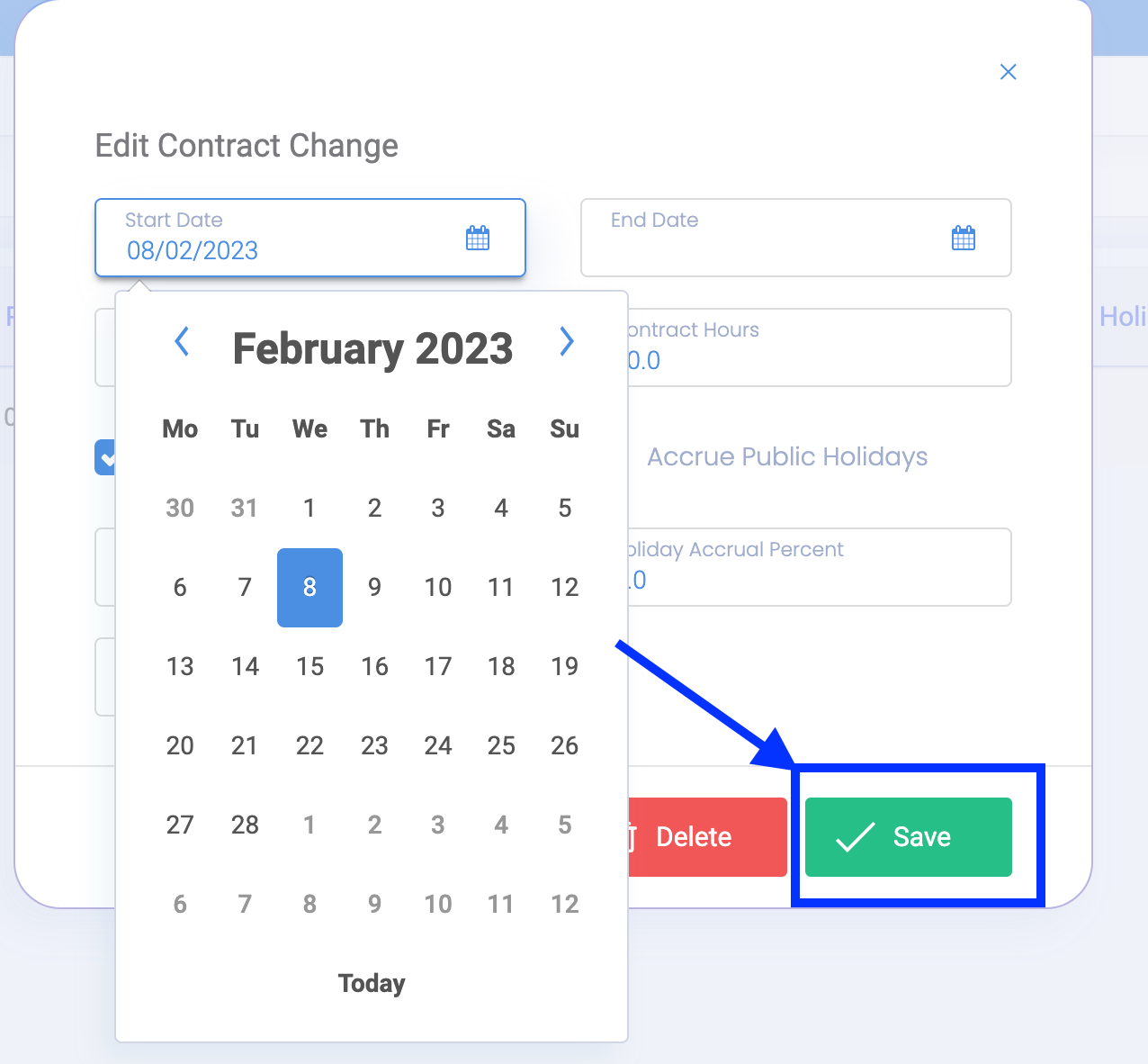 Backdating Contract Changes