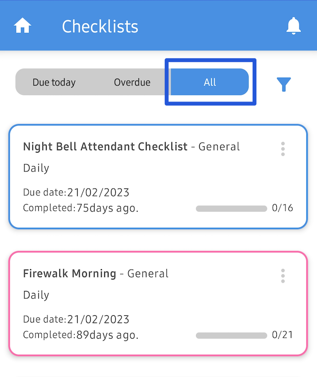 How to navigate checklists on mobile (Android)?